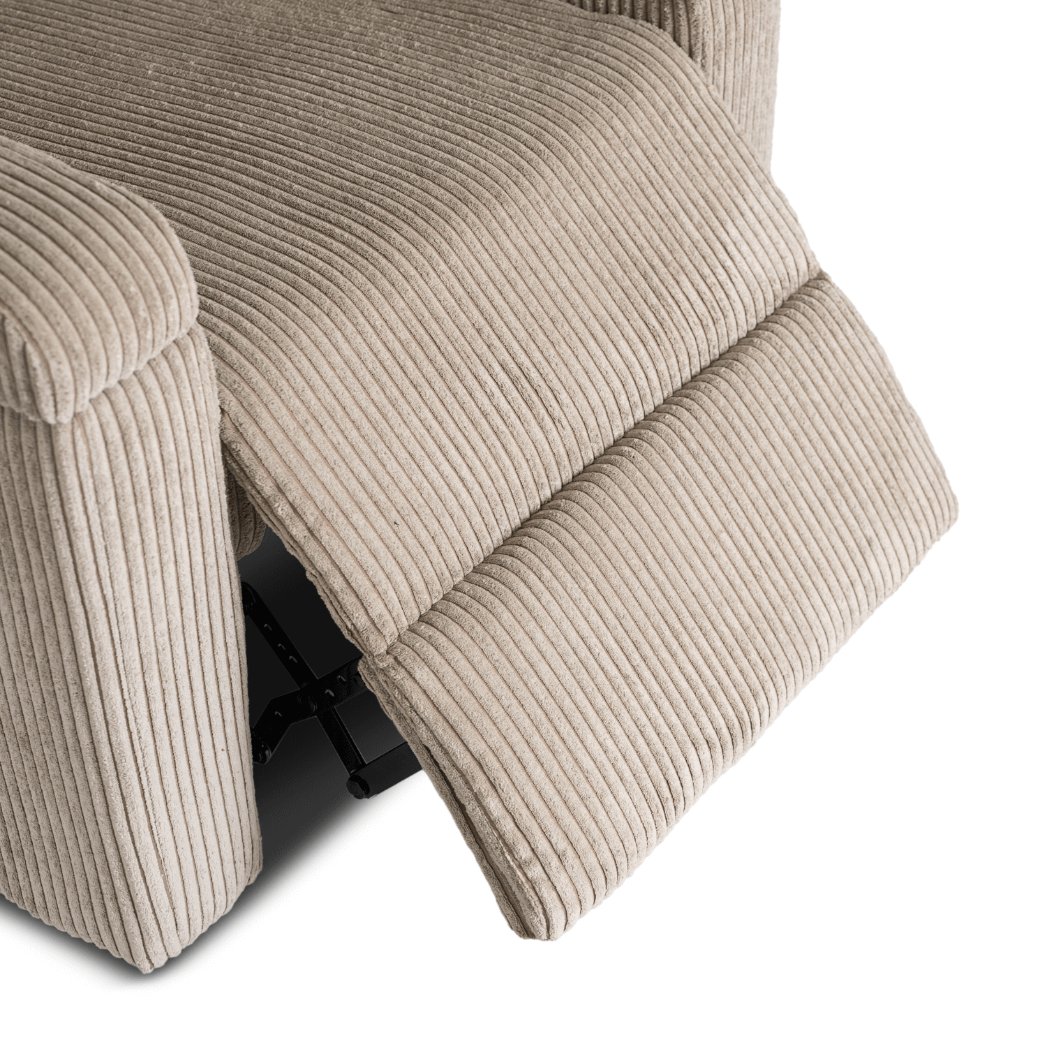 Fotel Rozkładany z Podnóżkiem SPENCER Beżowy Sztruksowy Nowoczesny