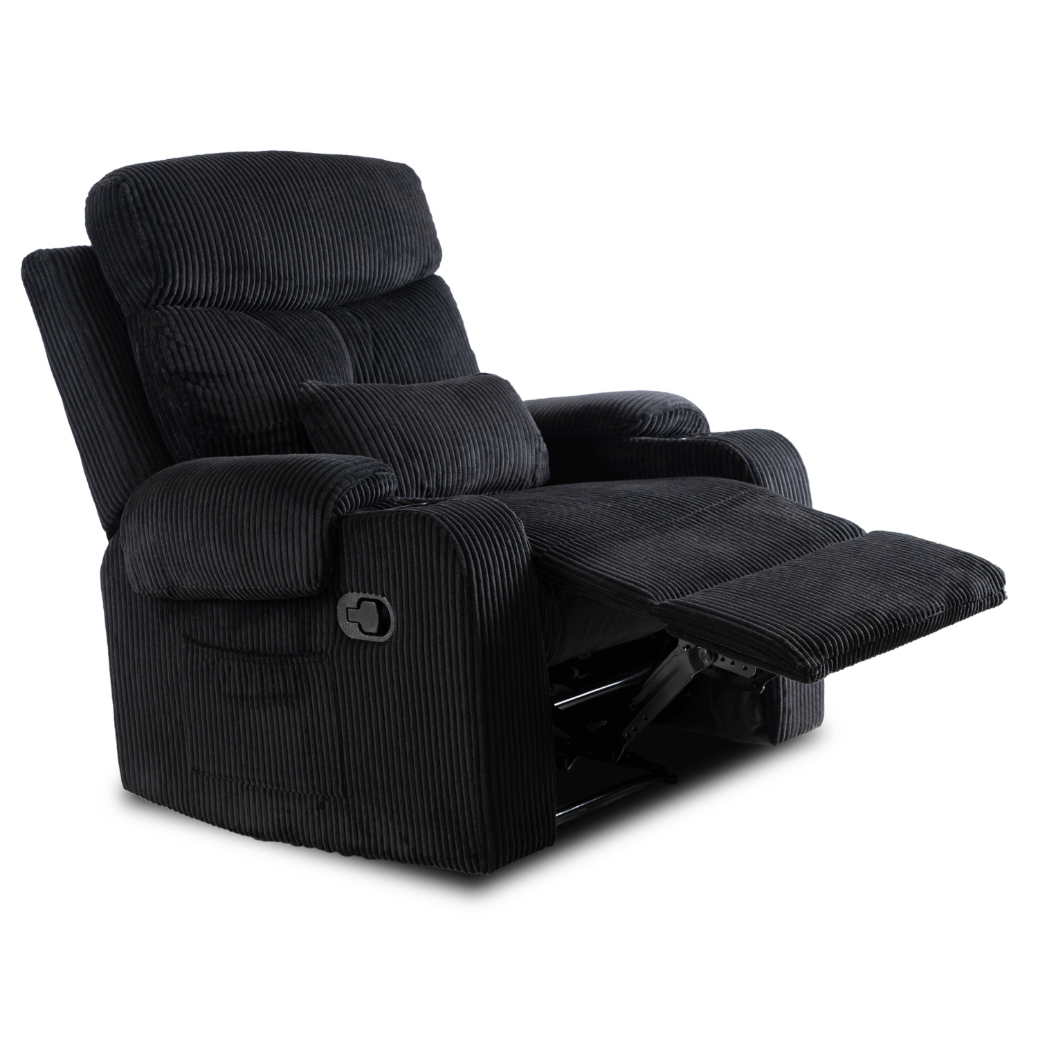 Fotel Rozkładany z Podnóżkiem TORRES Czarny Sztruksowy Nowoczesny