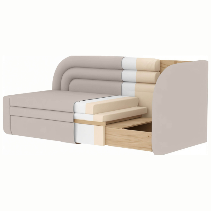 Sofa z Funkcją Spania FABILLO Rozkładana Lewostronna Beżowa Nowoczesna