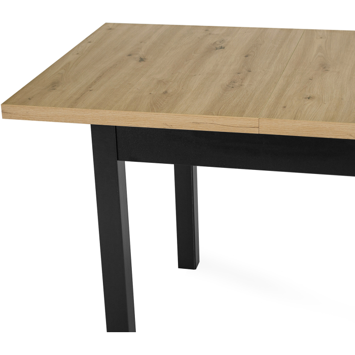 Stół Prostokątny Rozkładany SKUBI 120-160 cm Dąb Riviera/Czarny Nowoczesny