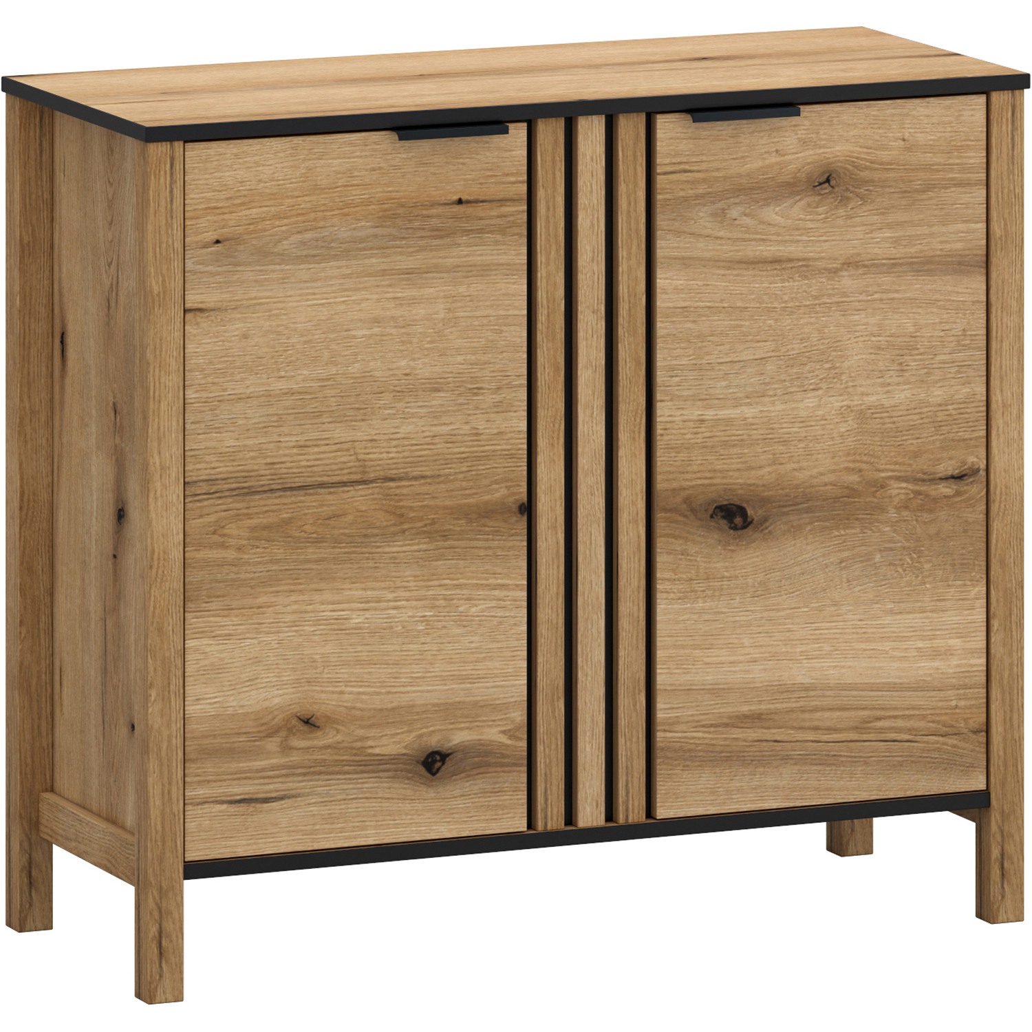 Komoda Dwudrzwiowa z Lamelami do Salonu VERVE 98 cm Dąb Evok Klasyczna Loft