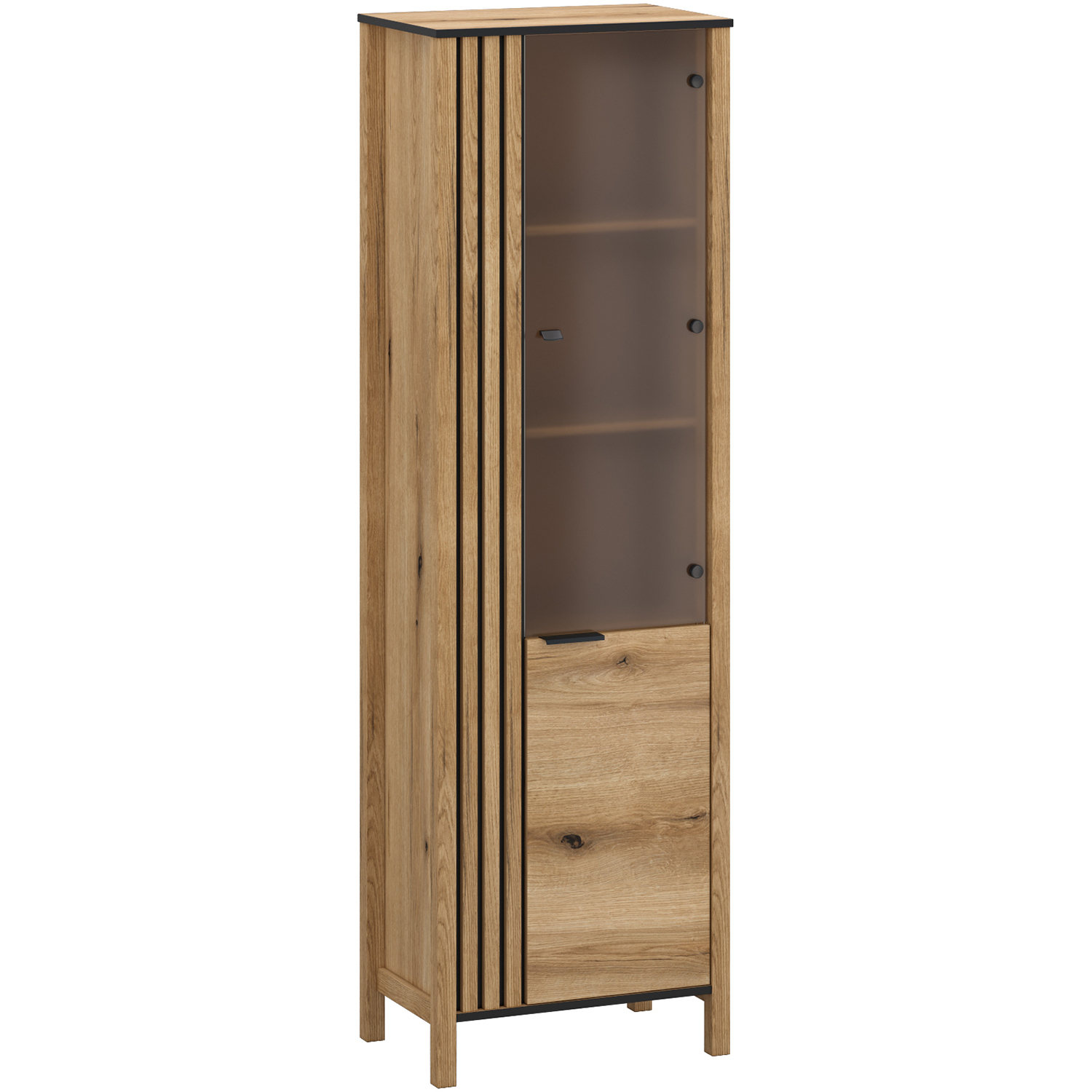 Witryna Wysoka Przeszklona do Salonu VERVE 62 cm Dąb Evok Klasyczna