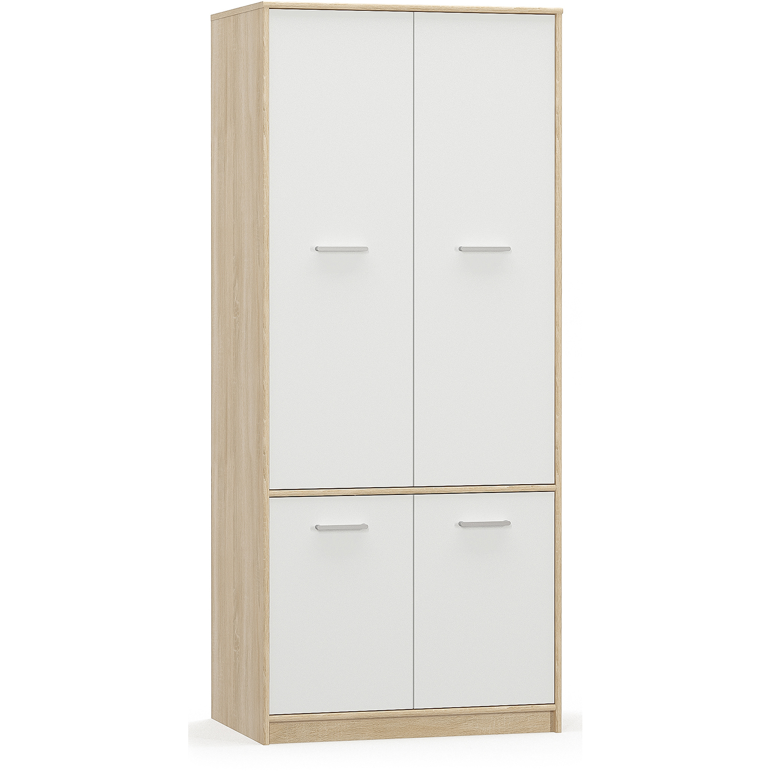 Szafa Czterodrzwiowa DEW 83 cm Dąb Sonoma/biała Wąska do Sypialni ...