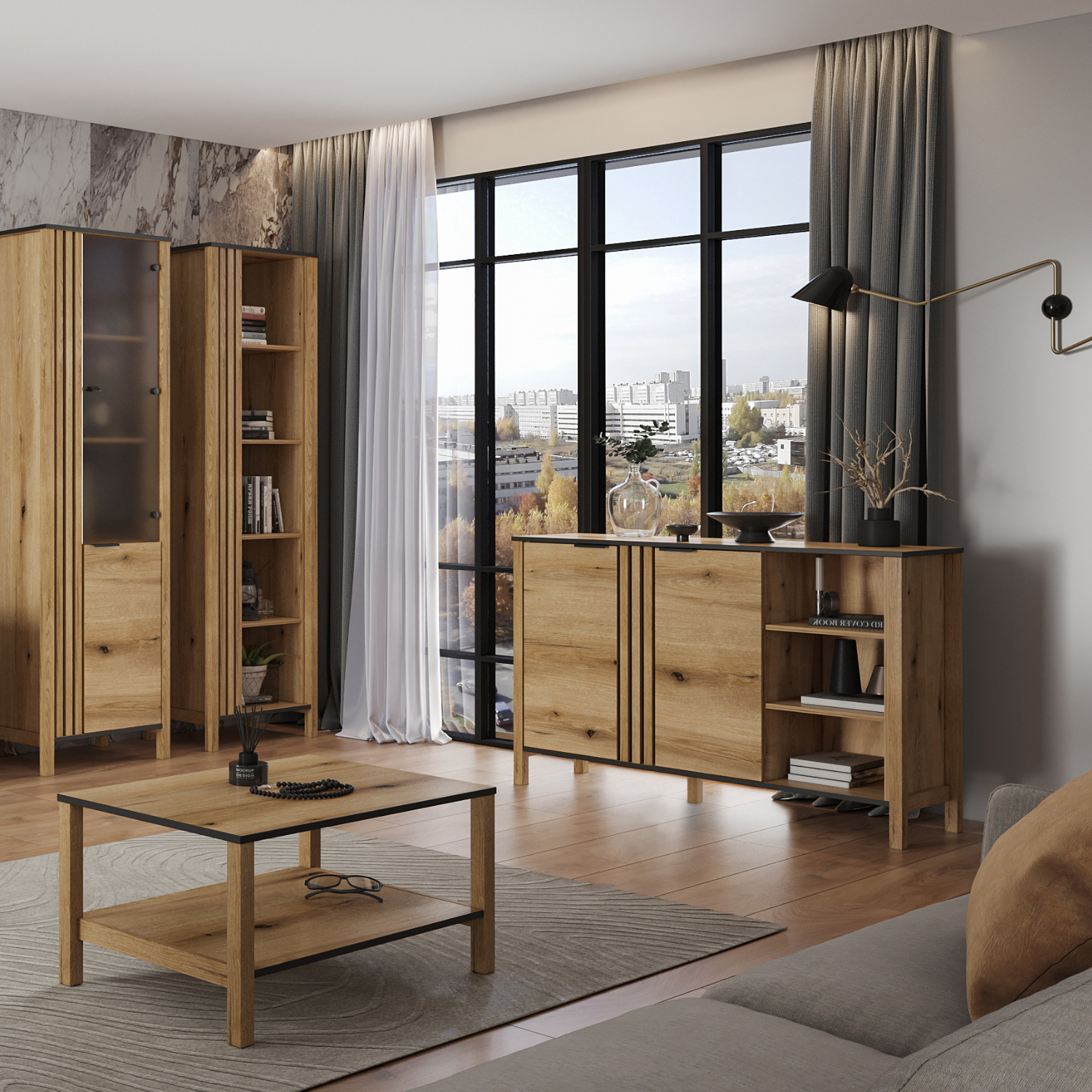 Regał Otwarty do Salonu VERVE 62 cm Dąb Evok Klasyczny