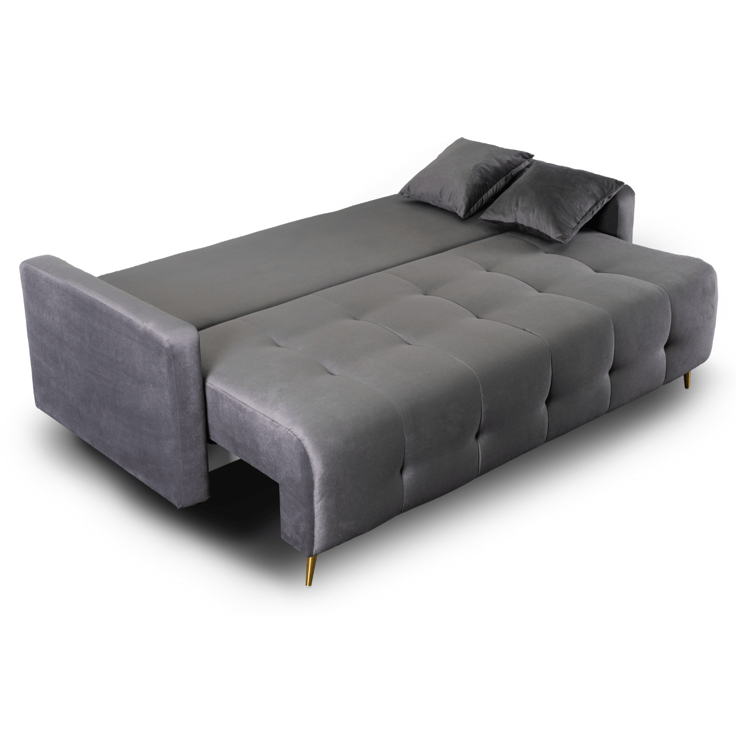 Sofa z Funkcją Spania Rozkładana Dwuosobowa SEUL Welurowa Szara ...