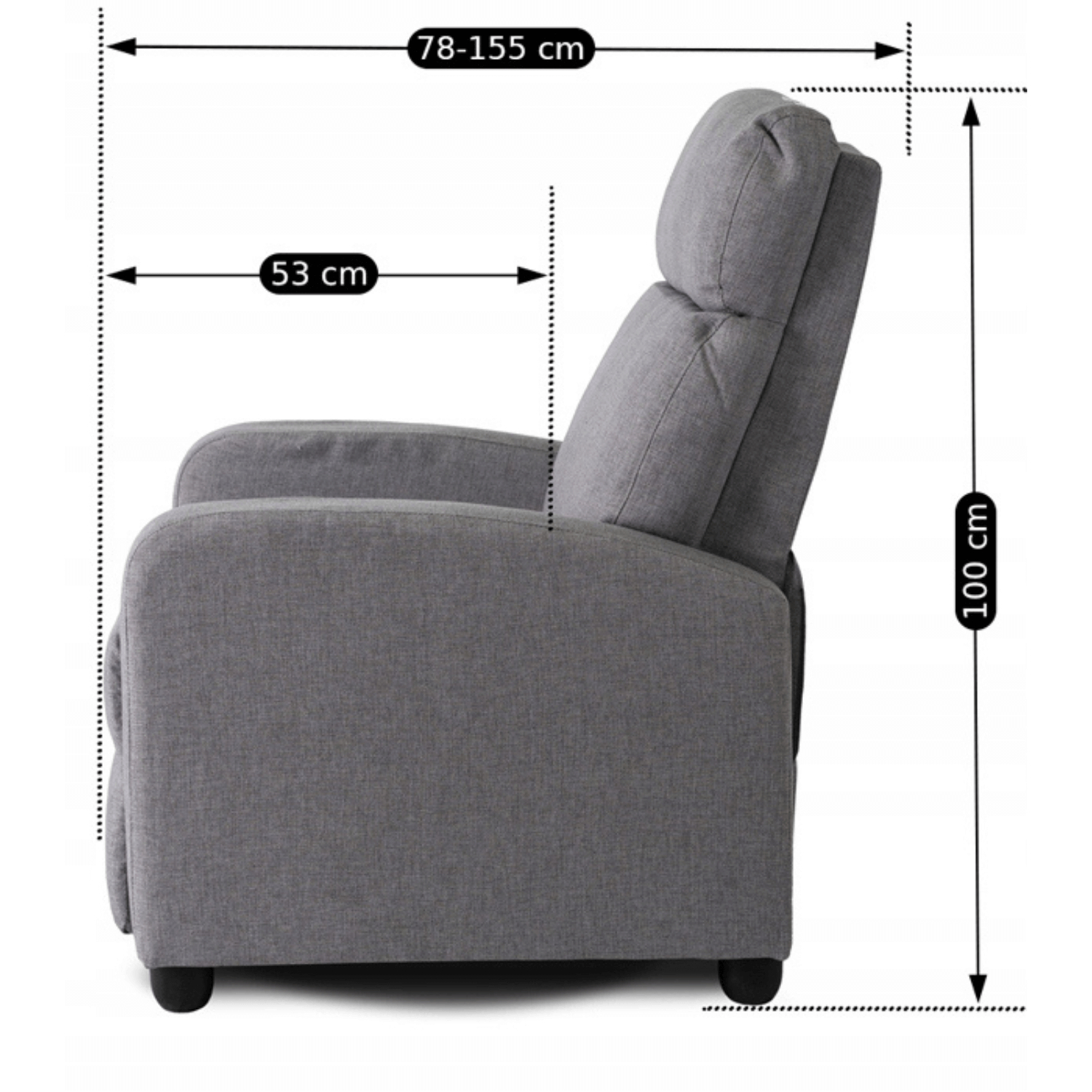 Fotel Rozkładany DANNY Wypoczynkowy z Podnóżkiem Szary Nowoczesny